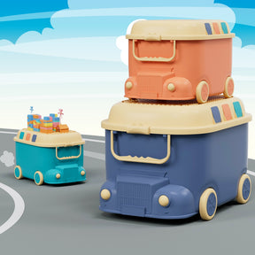 Car Themed Toy Storage Box On Wheels – Stackable Kids Organizer 3 Set ...