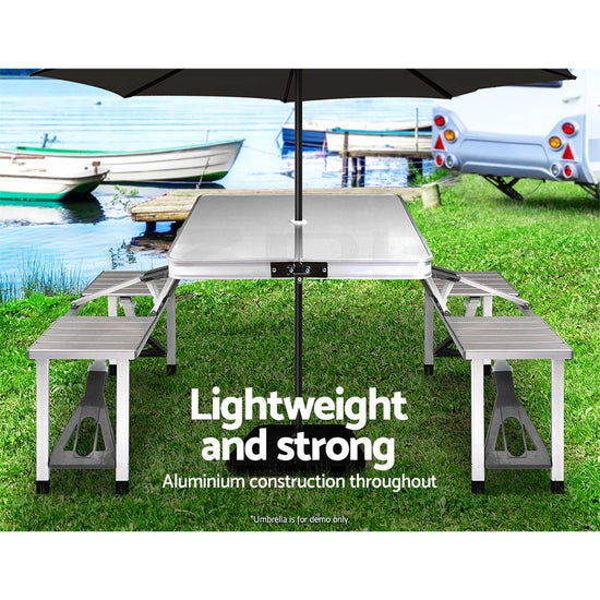 Foldable Picnic Table with Benches – Portable Outdoor Camping Table Set ...